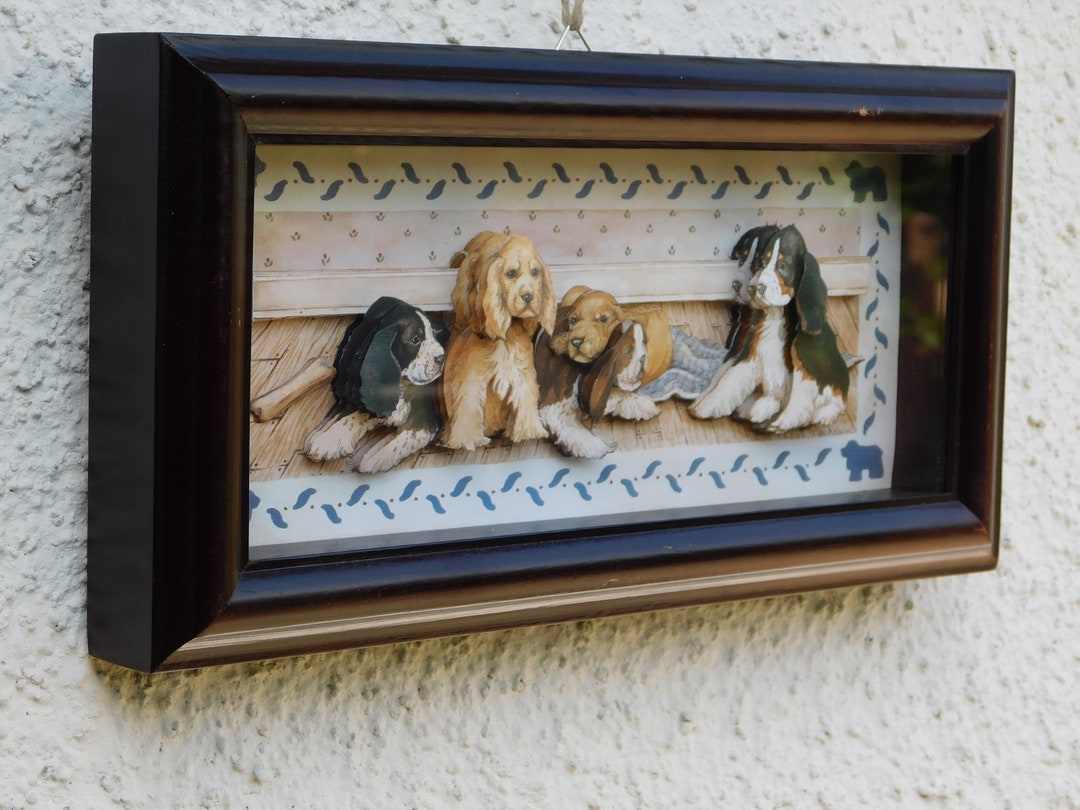 VIEWING BOX WITH Cocker Spaniel Dogs.wooden Show Box.dog Wall ...