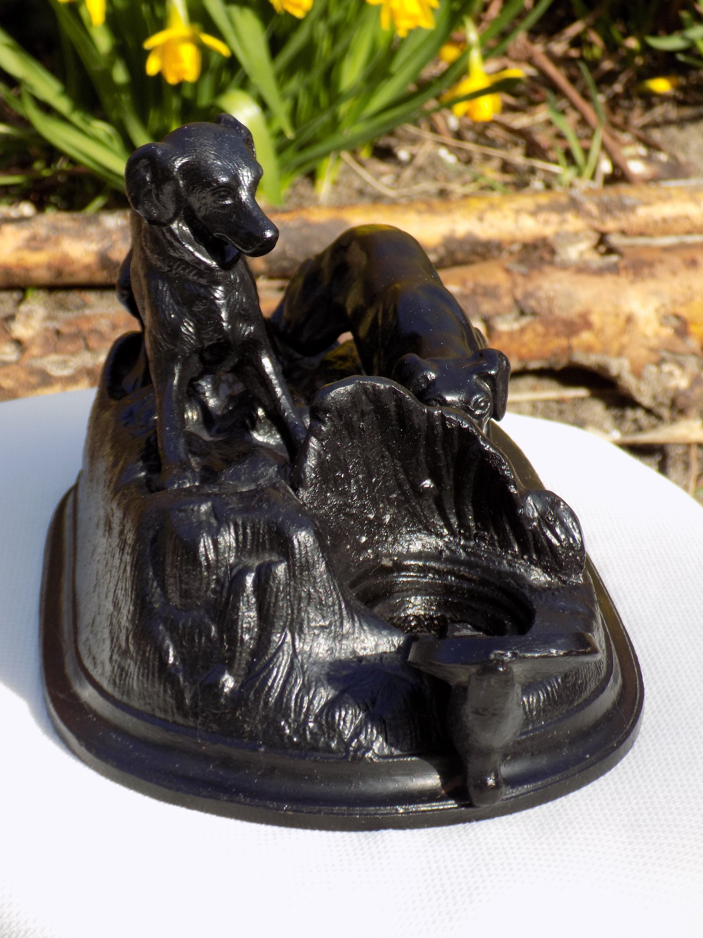 KACNH KASLI FOUNDRY Cast Iron Hunting Dog Inkstand.Vintage | Etsy