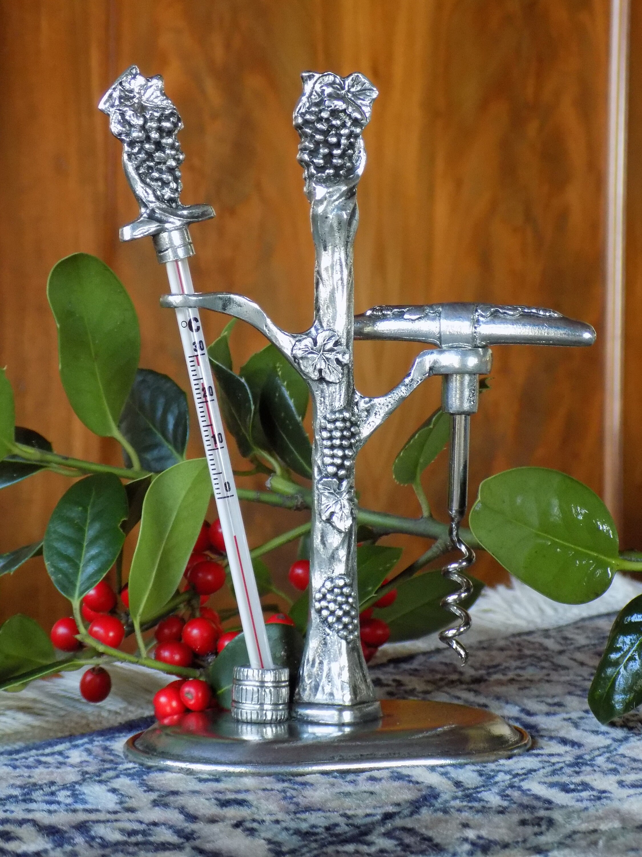 VINTAGE WINE Set.pewter Stand With Corkscrew and Wine | Etsy