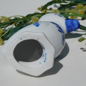 BLUE AND WHITE Hand Painted Duck Figurine.vintage Cobalt Blue and White ...