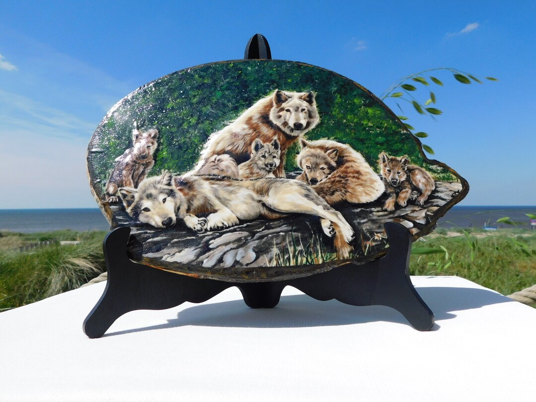 WOODEN WOLF WALL Decoration.shiny Wolf Wall Hanging.hand Made Wolf ...