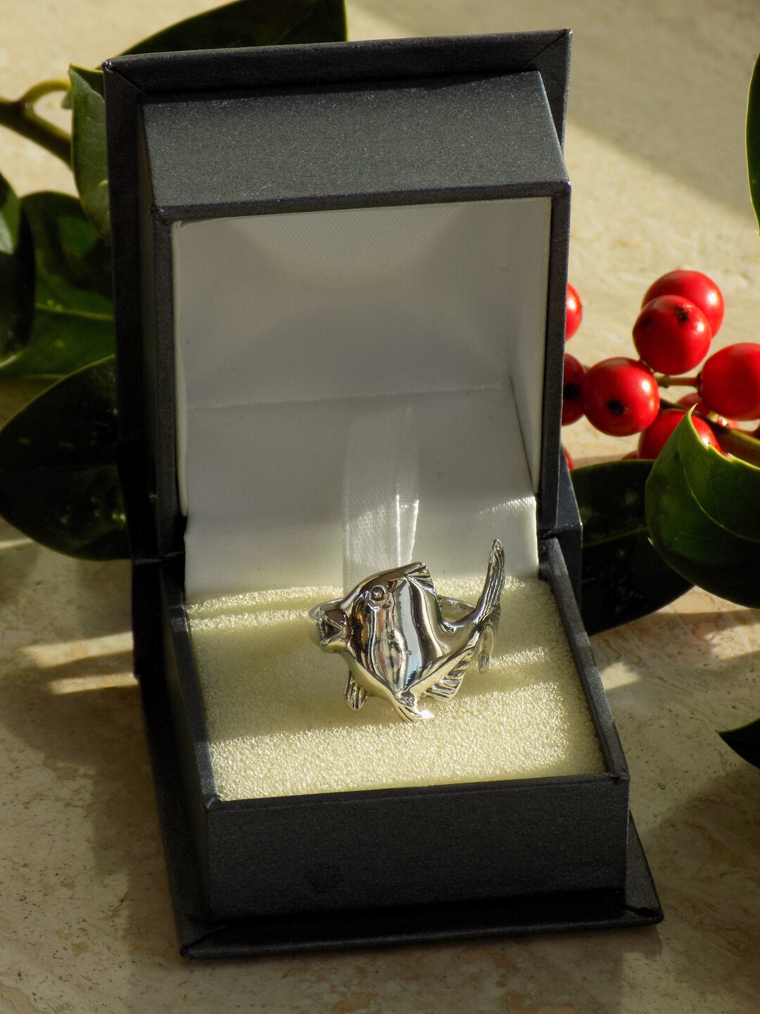 VINTAGE 825 SILVER RING Fish Whale.animal Gift Jewelry.825 Silver Ring ...