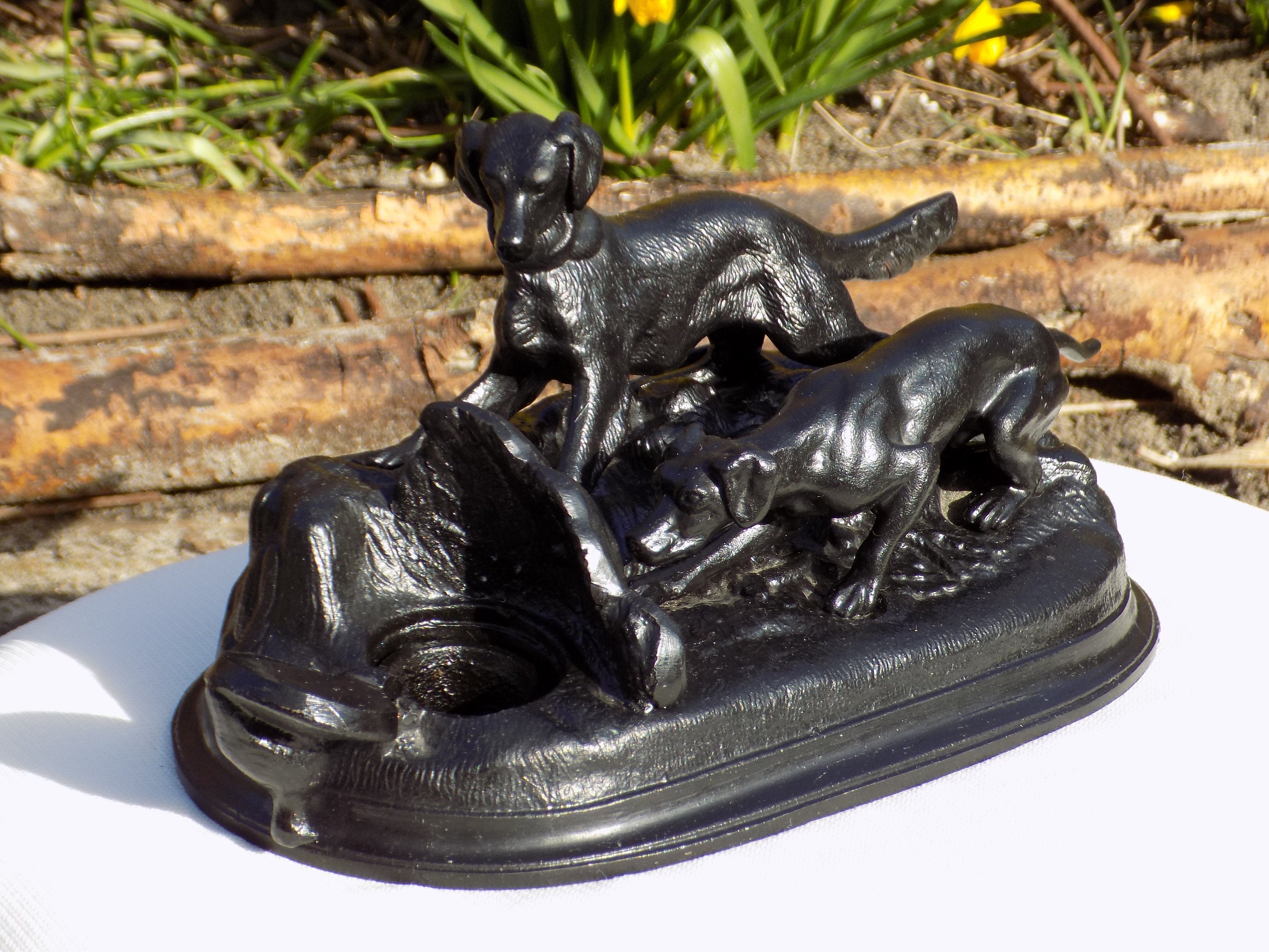 KACNH KASLI FOUNDRY Cast Iron Hunting Dog Inkstand.Vintage | Etsy