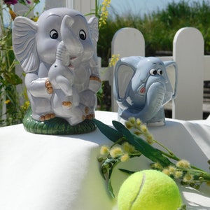 ELEPHANT COIN Banks.ceramic Elephants.two Gray Elephant Piggy Banks ...
