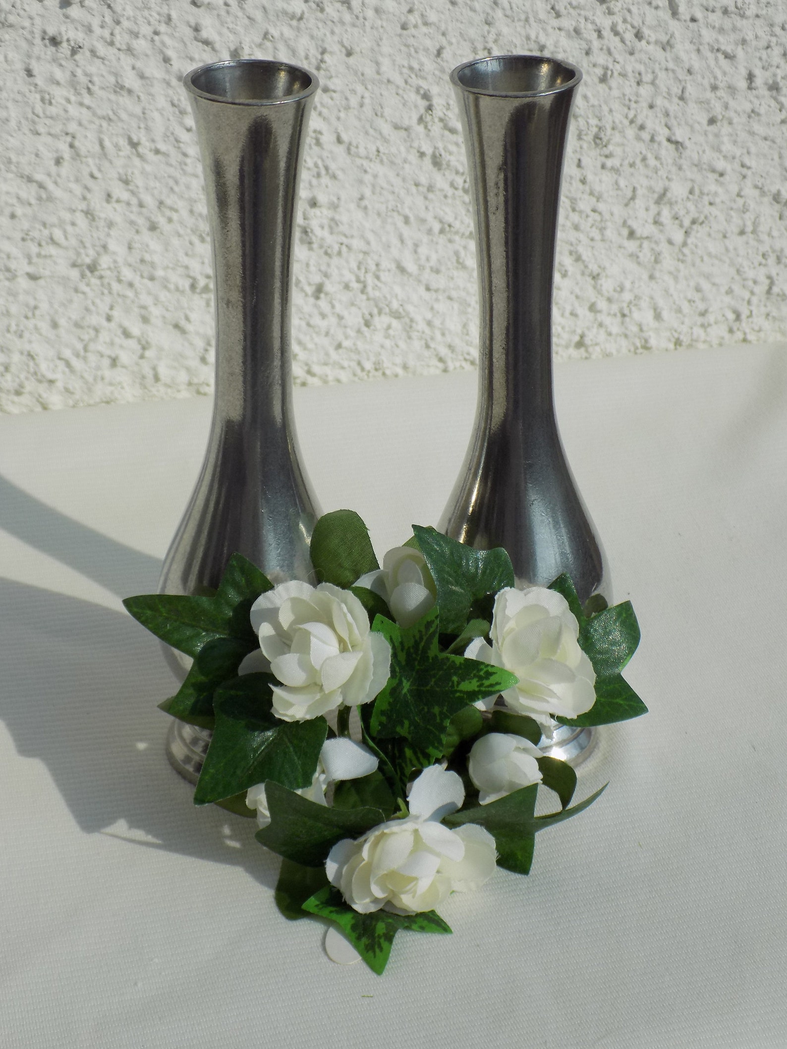 VINTAGE PEWTER Vases.pewter Vase.pewter Gifts.set Van Twee Tinnen Vazen ...
