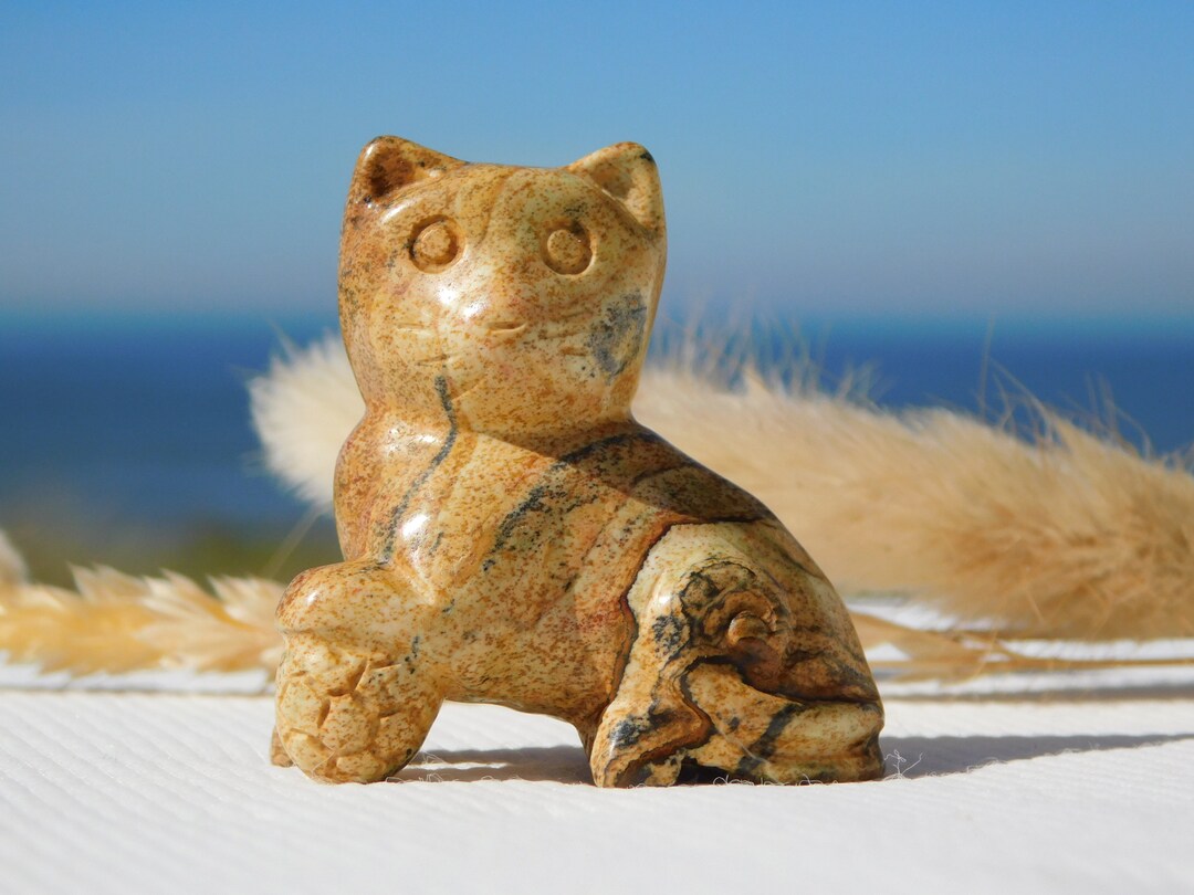MINIATURE NATURAL STONE Cat.natural Stones Cat.folk Art Craft.animal ...