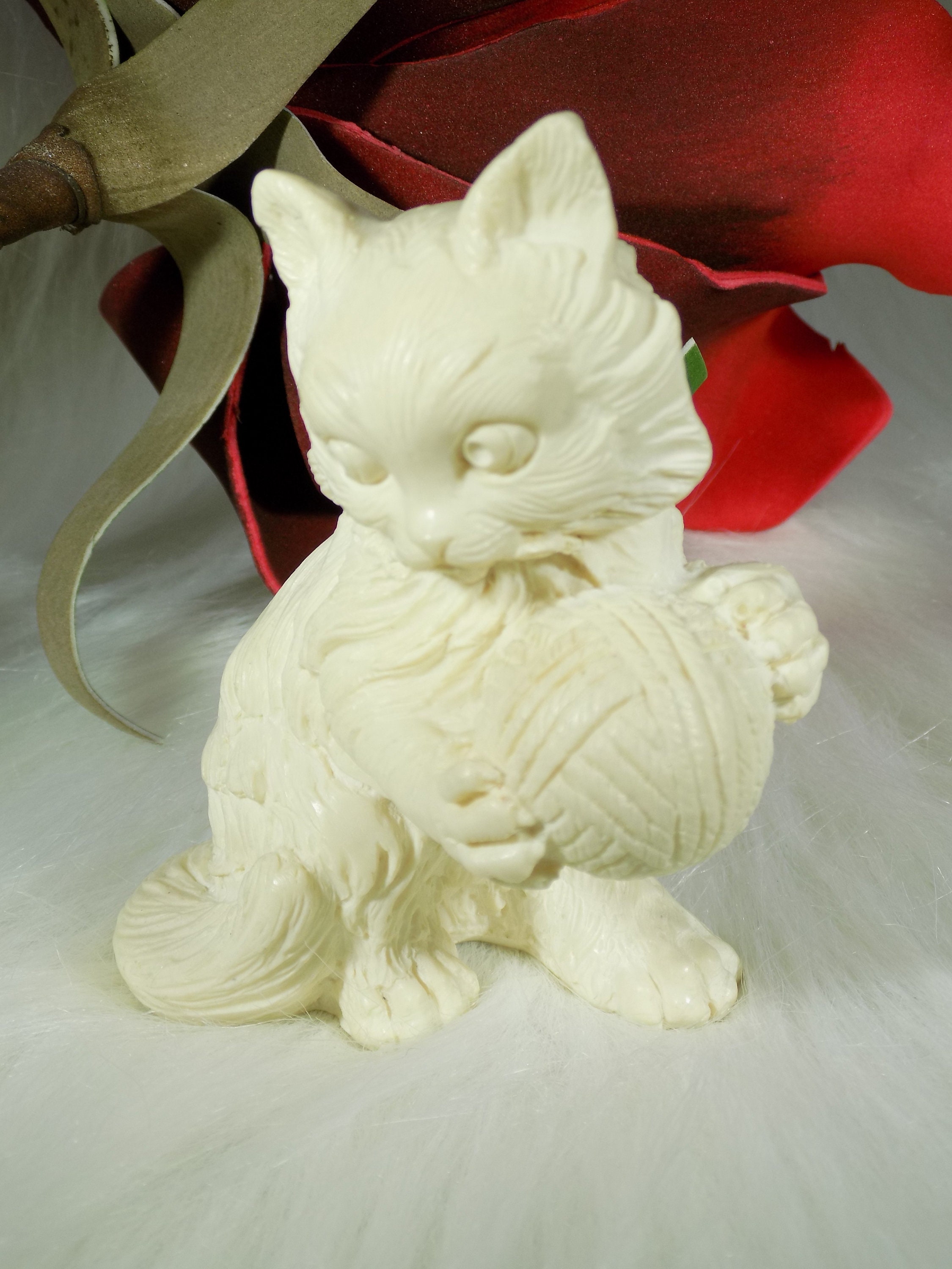 A.SANTINI CAT Figurine.vintage Albaster Cat.classic Santini Sculpture ...