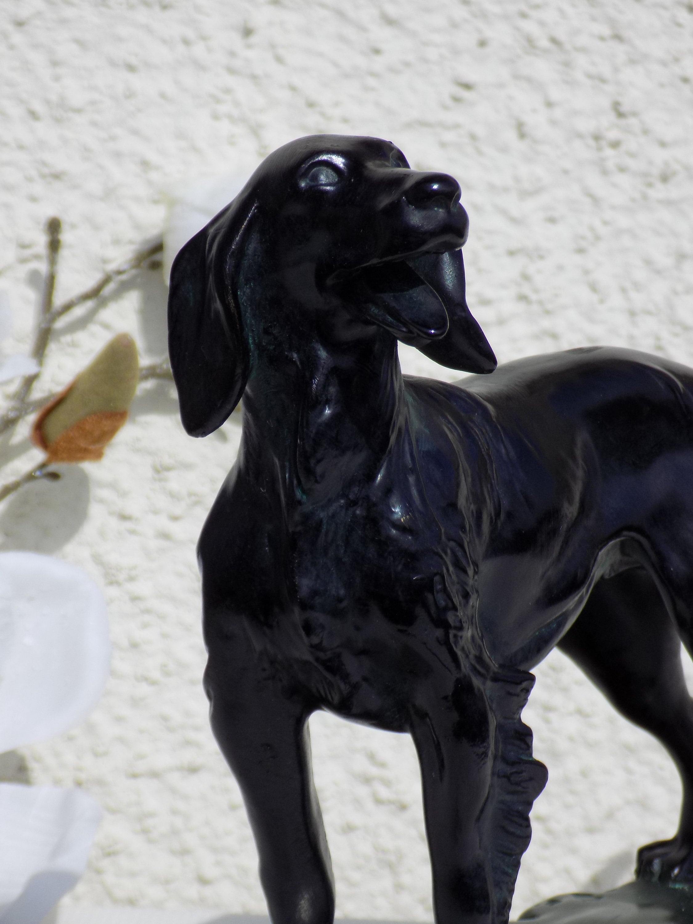 VINTAGE RETRIEVER CANE DA CACCIA Su piedistallo.Statuetta setter ...