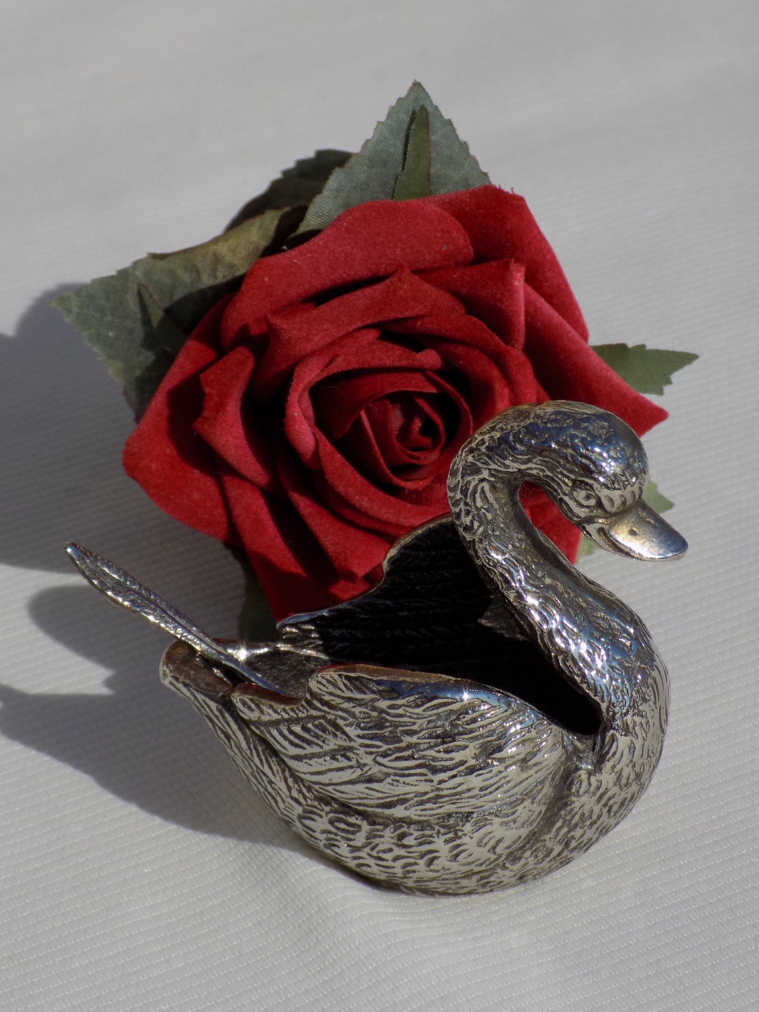 Swan.vintage Metal Silvercoloured Swan Figurine With Spoon ...