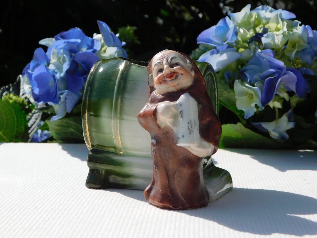 DECORATIVE CERAMIC MONK Planter.8cm.little Monk With Vessel Planter ...