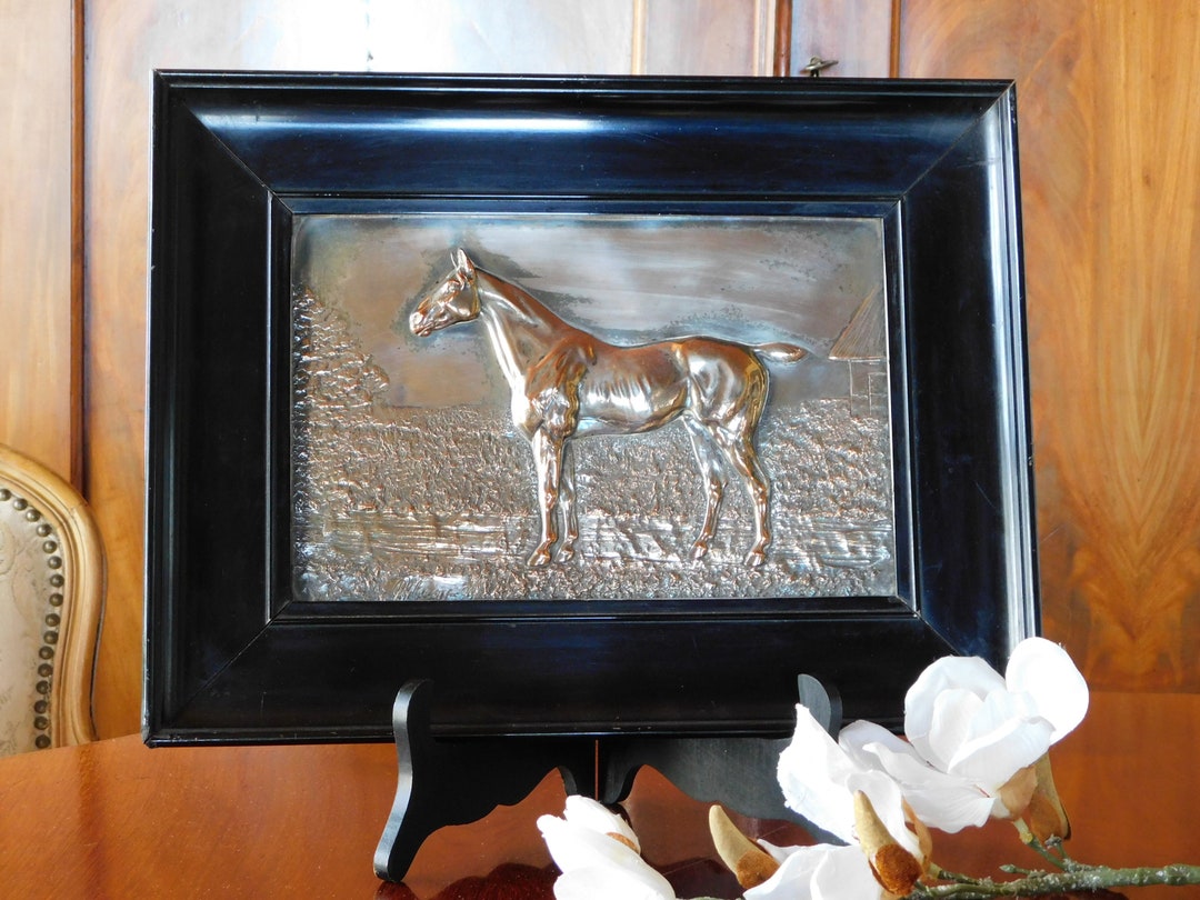 O.PFLUG SIGNED HORSE Relief Plaque Artwork.1899 Oskar Pflug Wall Art ...
