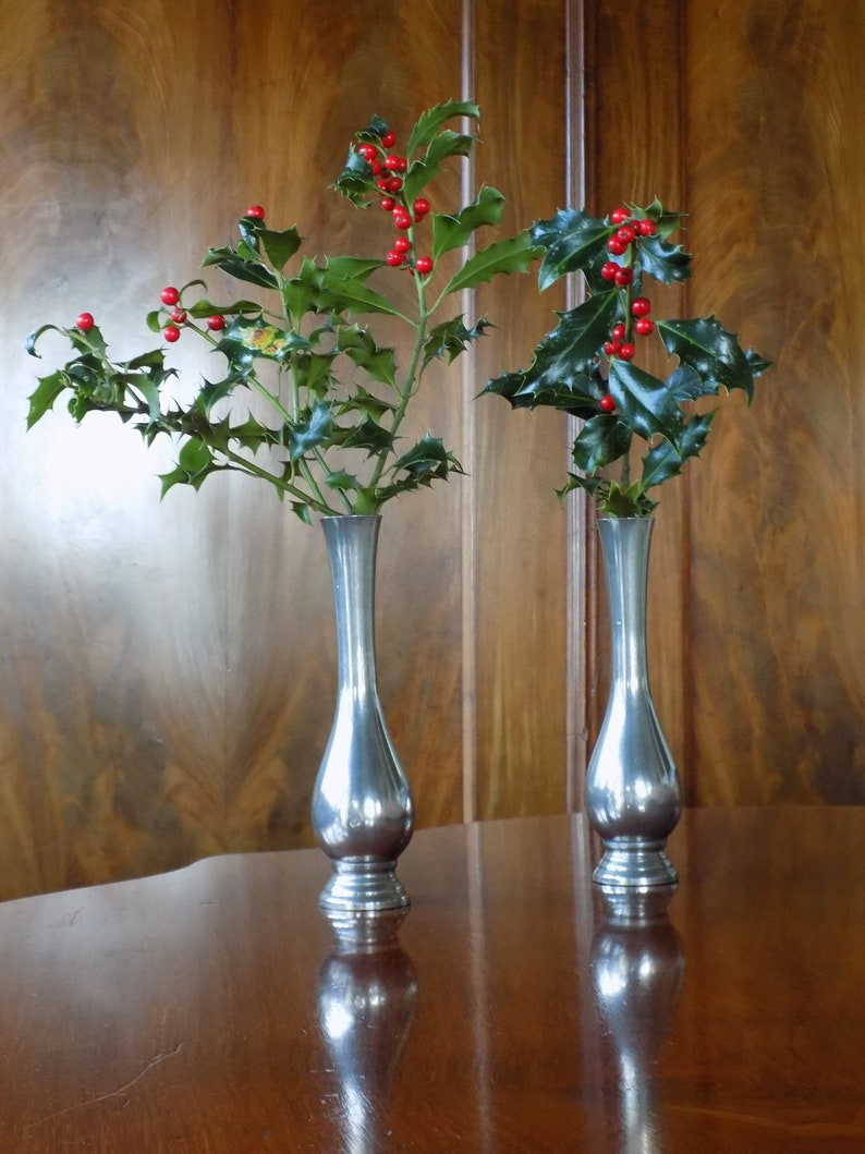 VINTAGE PEWTER Vases.pewter Vase.pewter Gifts.set Van Twee Tinnen Vazen ...