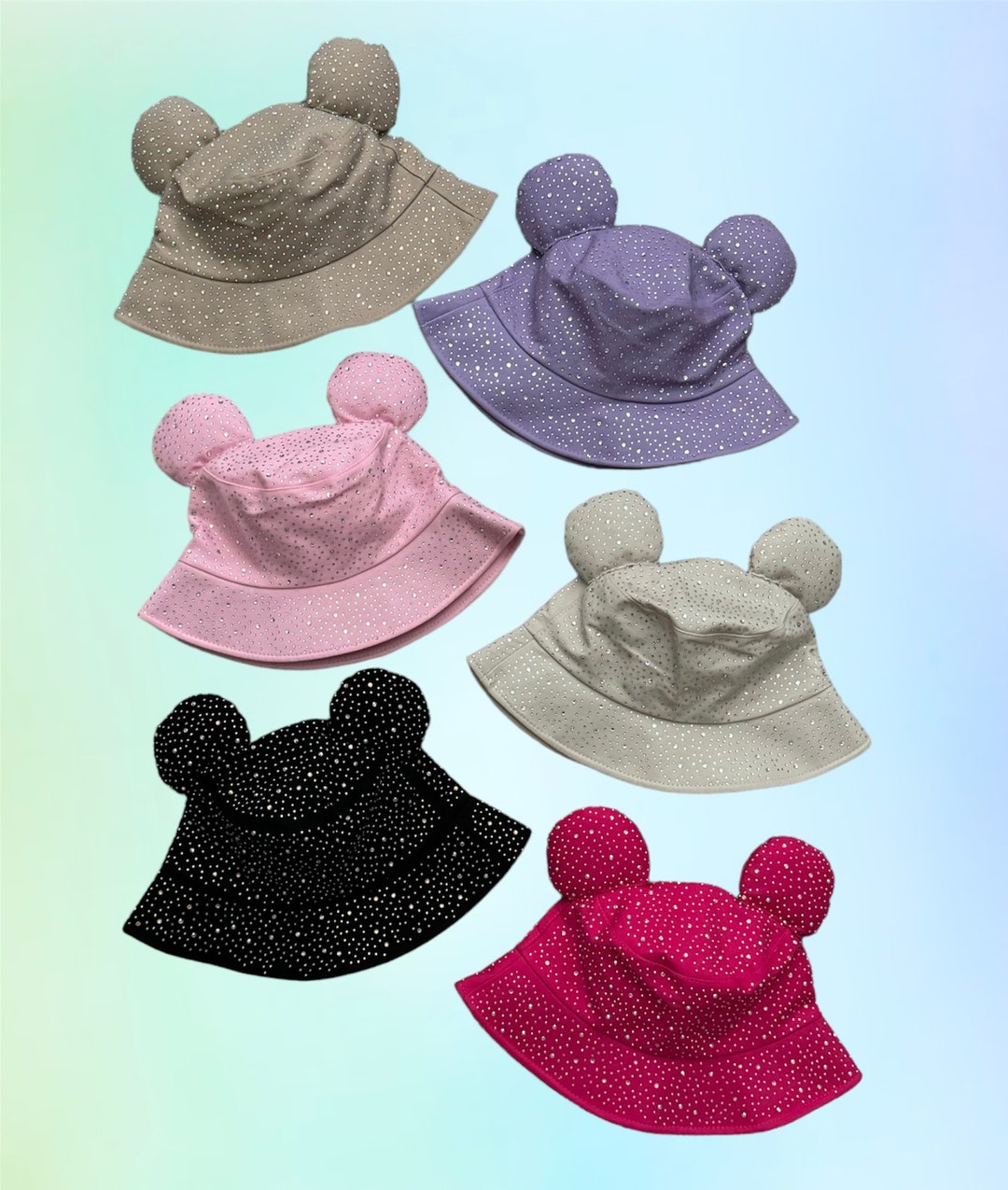 Rhinestone Mouse Ear Bucket Hats - Etsy