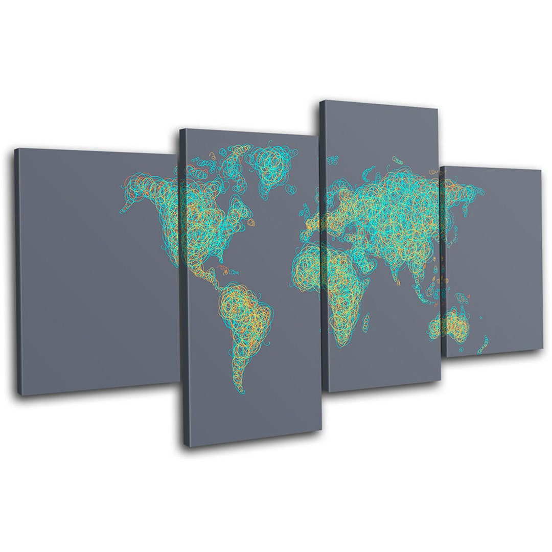 World Atlas Geography Globe Maps Flags MULTI Canvas Art Print Box ...