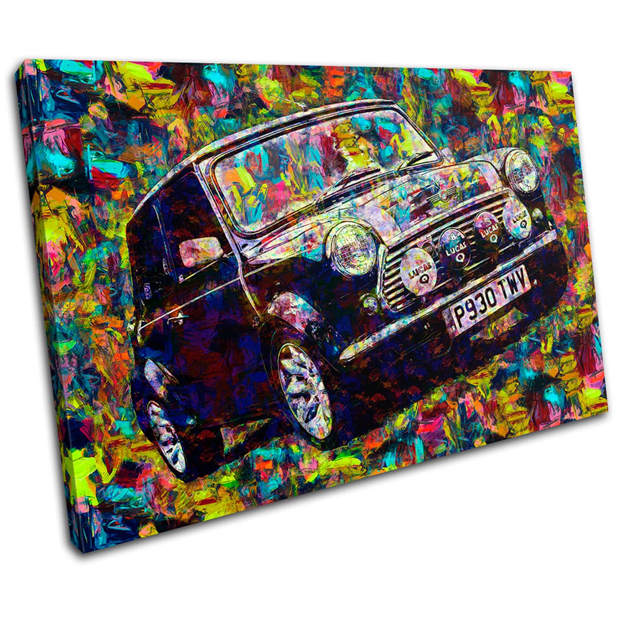 Mini Cooper Colourful Paint Style Abstract Grunge Cars Canvas Art Print ...