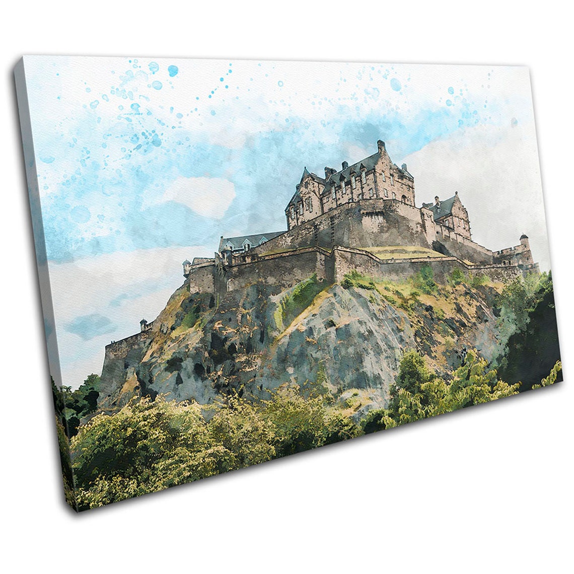 Edinburgh Castle Watercolour Landmarks SINGLE Canvas Art | Etsy