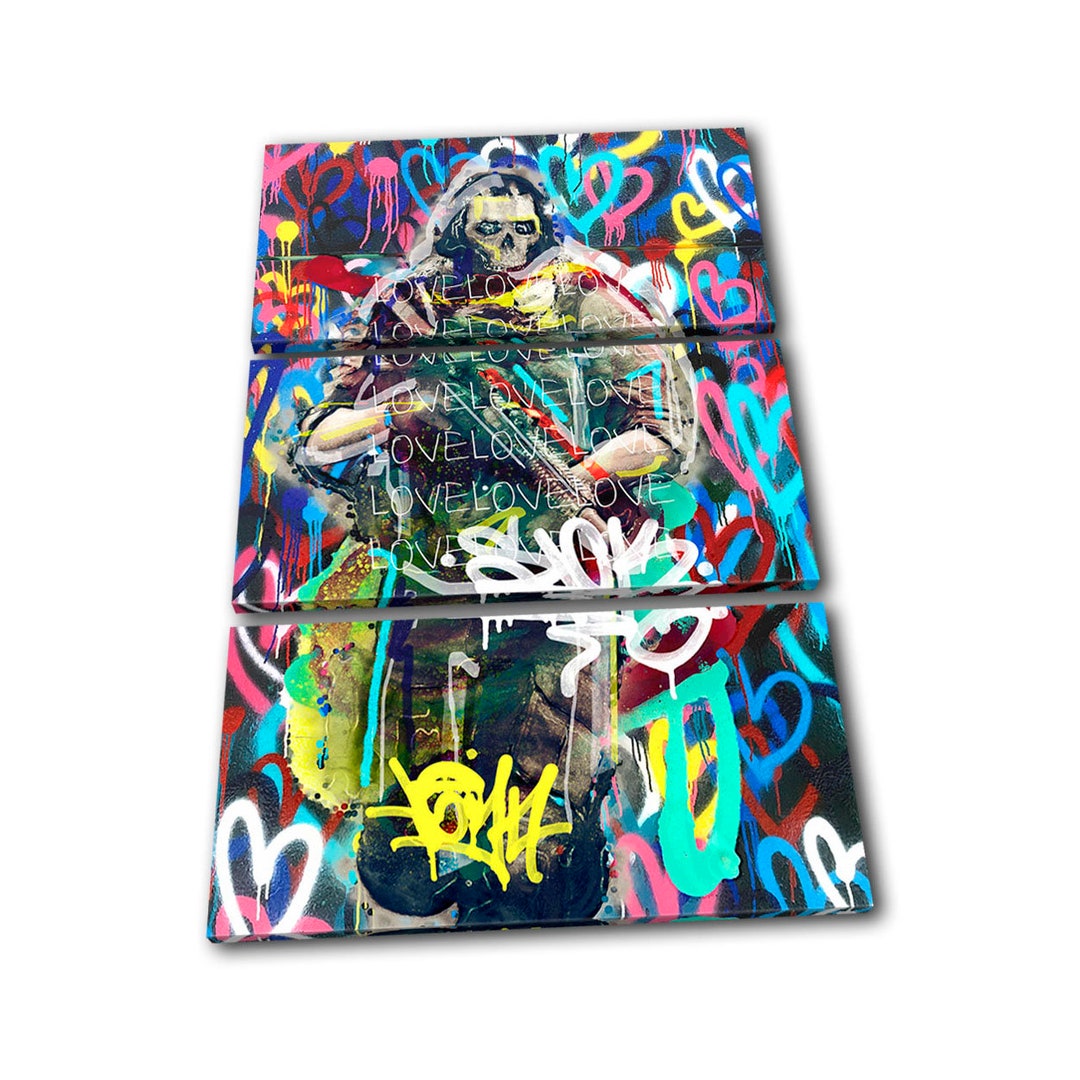 Soldier Urban Graffiti Army Gaming TREBLE Canvas Art Print Box Framed ...