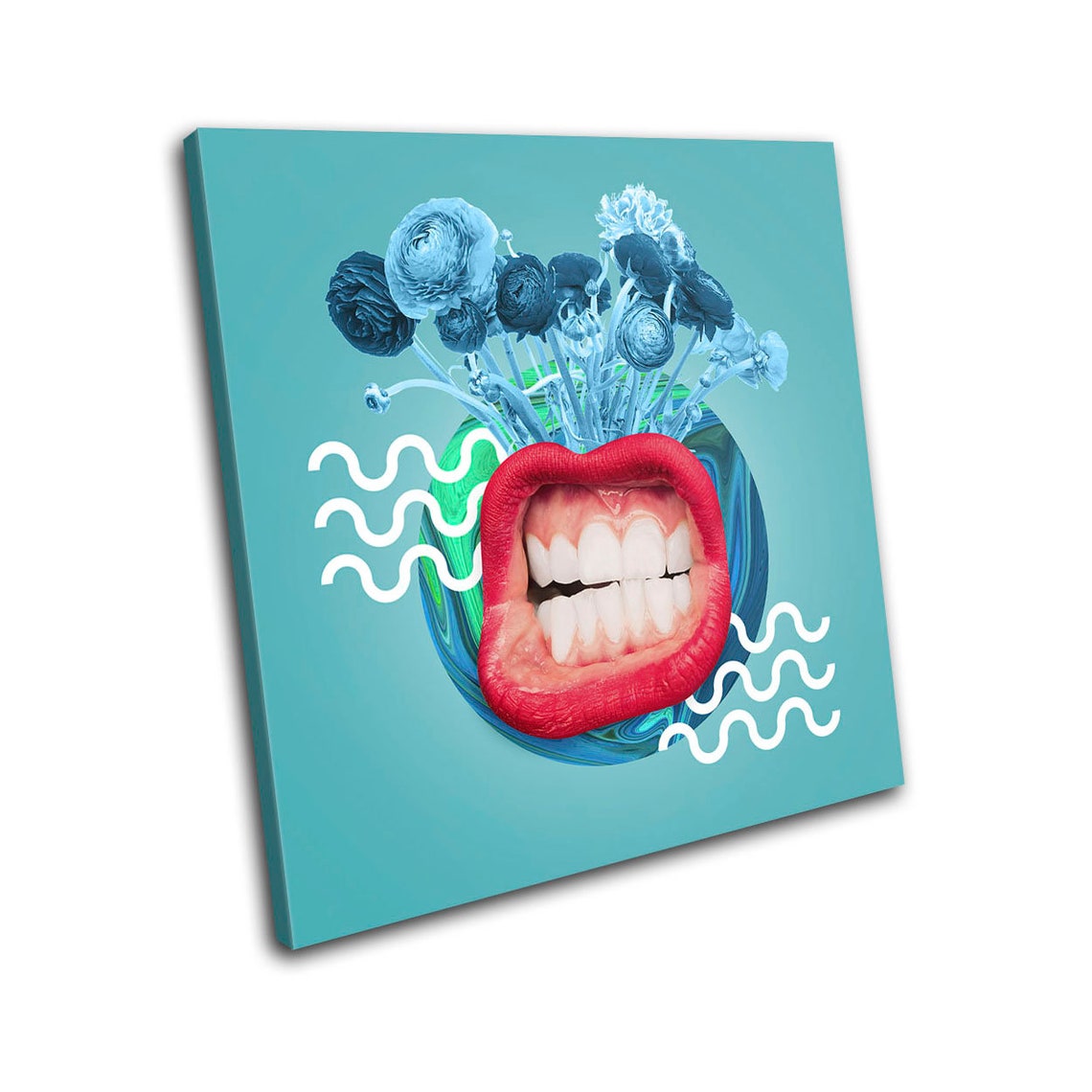 Mouth Lips Flowers Surrealism Abstract SINGLE Canvas Art Print - Etsy