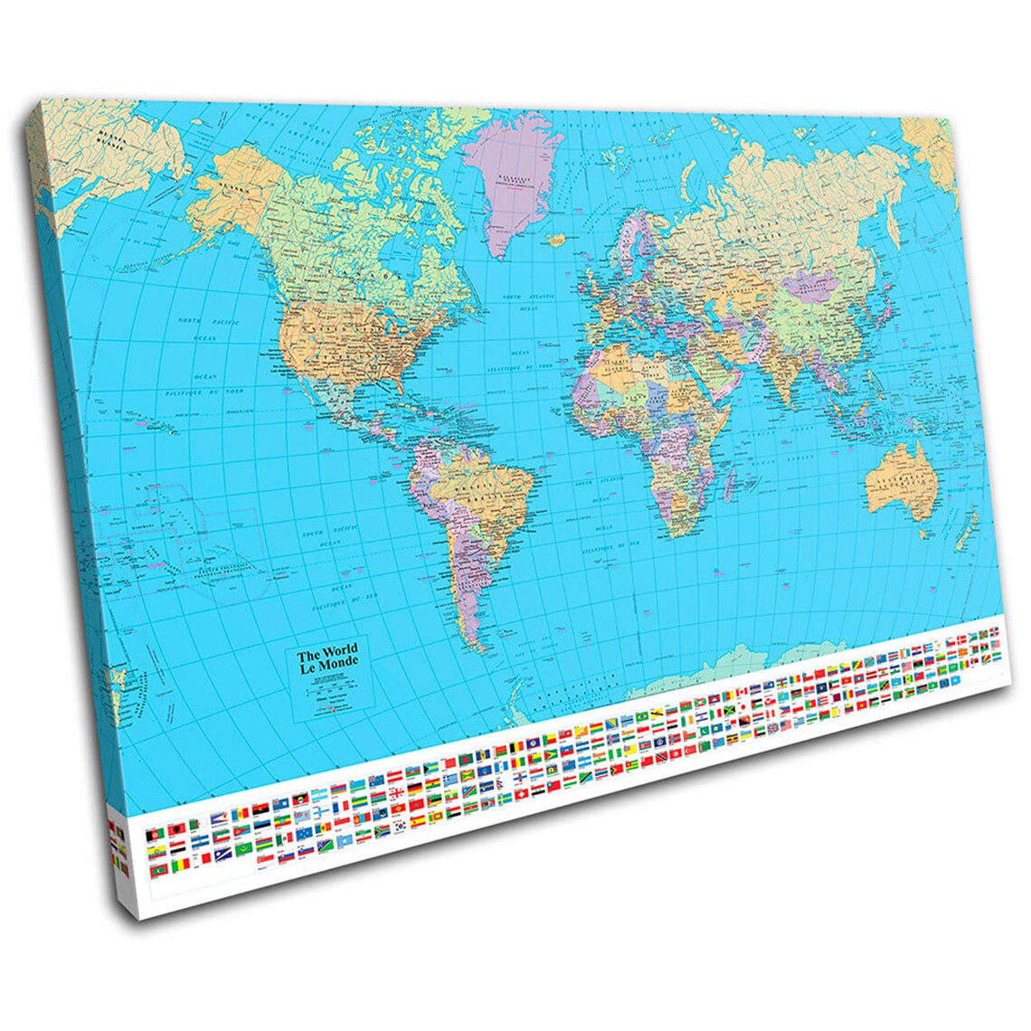 School World Atlas Maps Flags Canvas Art Print Box Framed - Etsy