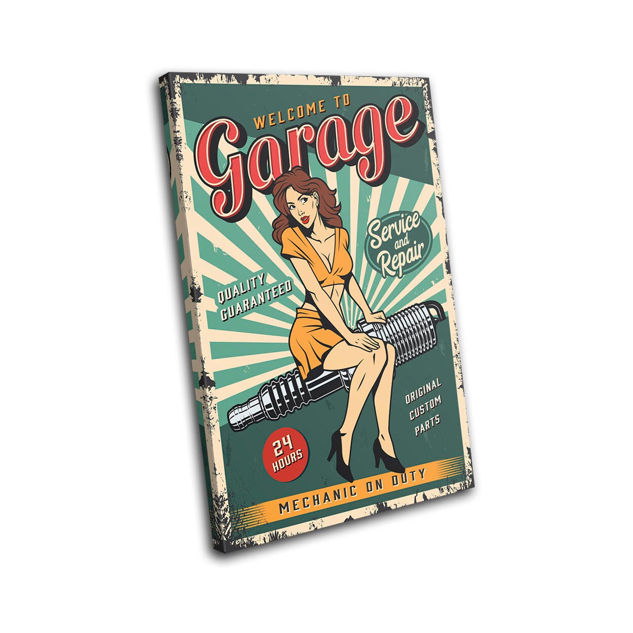 Retro Garage Pin Up Car Vintage SINGLE Canvas Art Print Box | Etsy