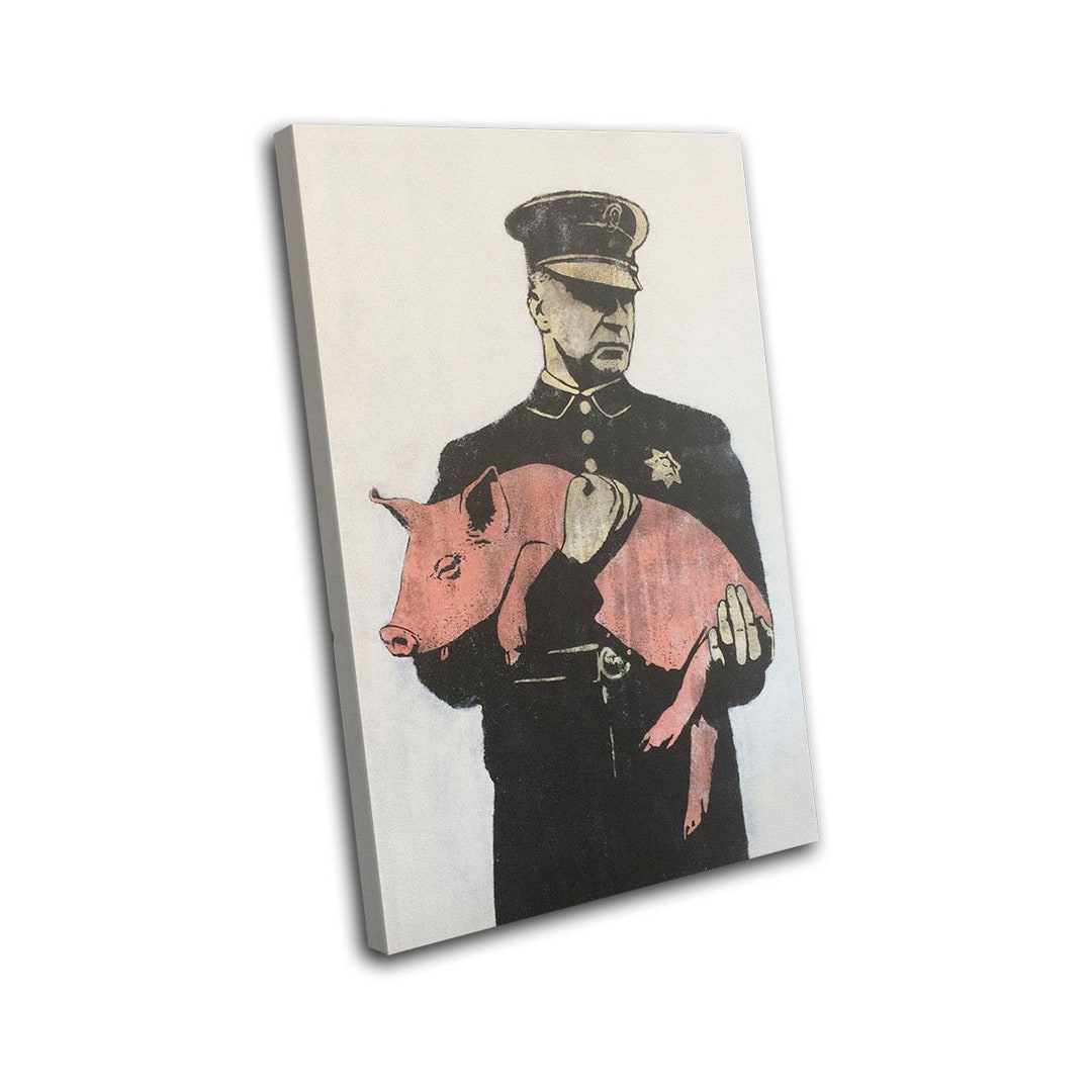 Pig Police Urban Banksy Street SINGLE Canvas Art Print Box Framed ...