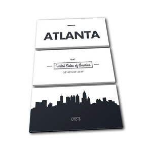 Atlanta USA Skyline Typography City TREBLE Canvas Art Print Box Framed ...