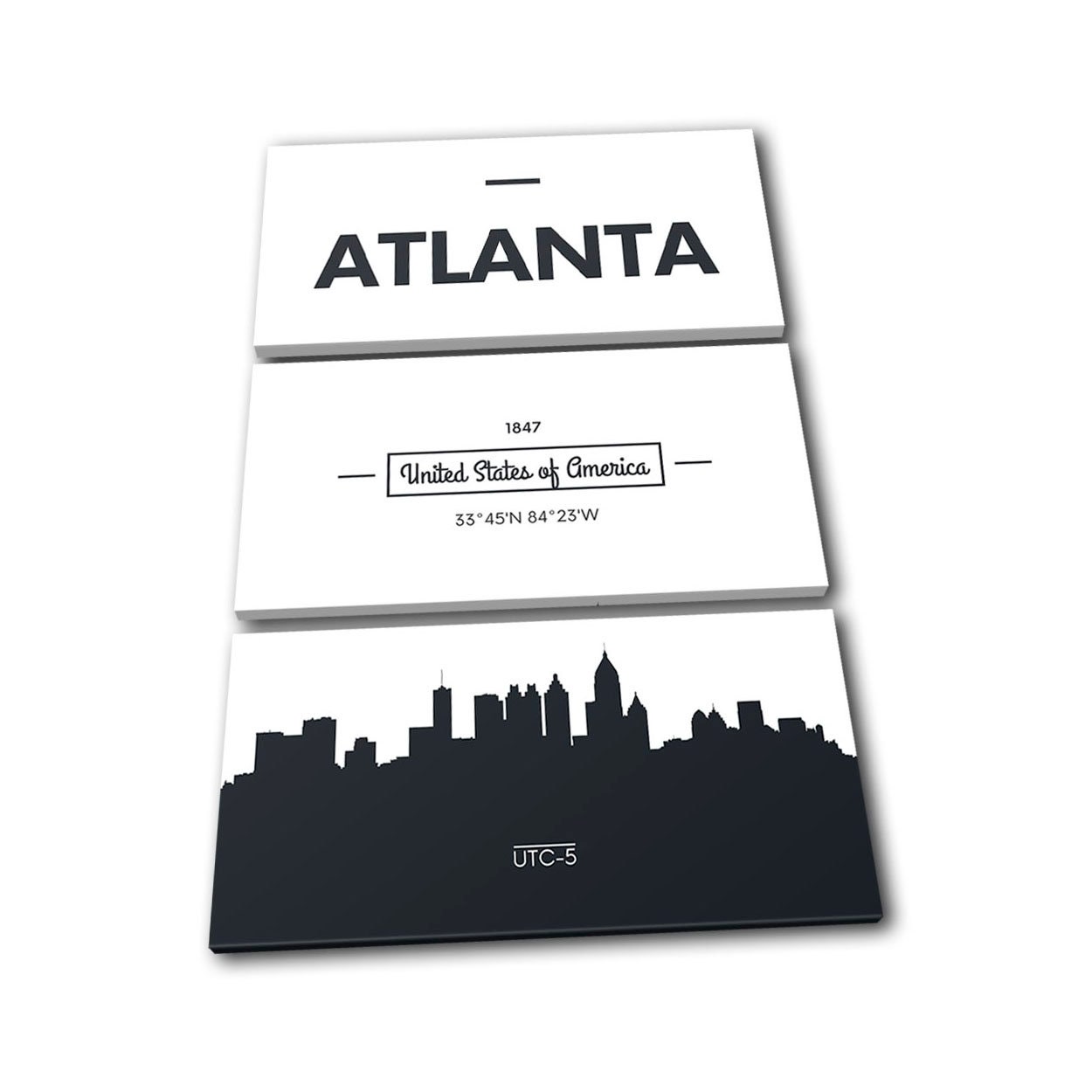 Atlanta USA Skyline Typography City TREBLE Canvas Art Print | Etsy