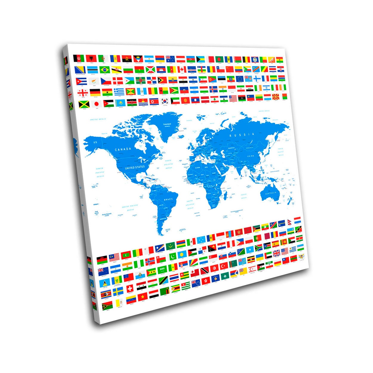World Atlas Geography Globe Maps Flags SINGLE Canvas Art Print | Etsy