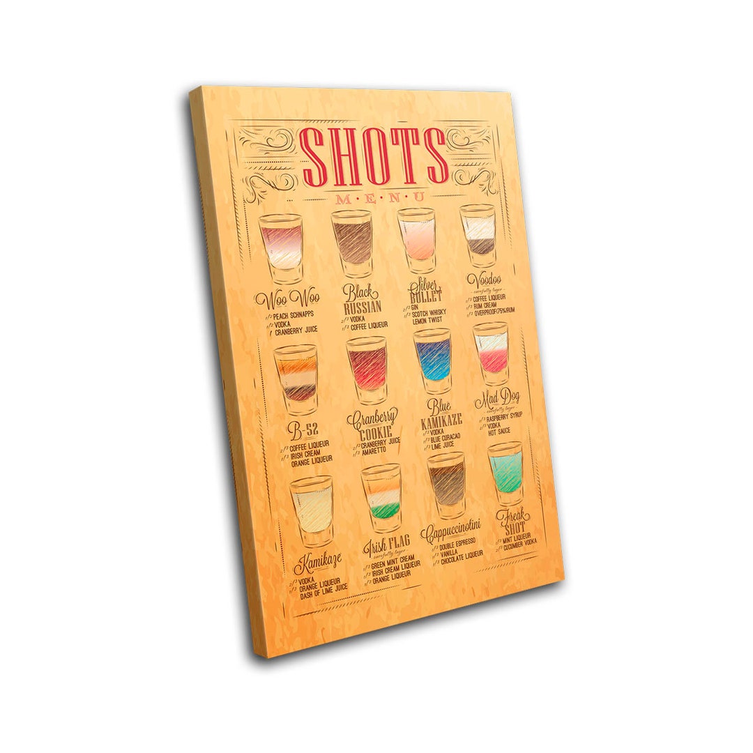 Bar Chalkboard Shots Food Kitchen SINGLE Canvas Art Print Box Framed ...