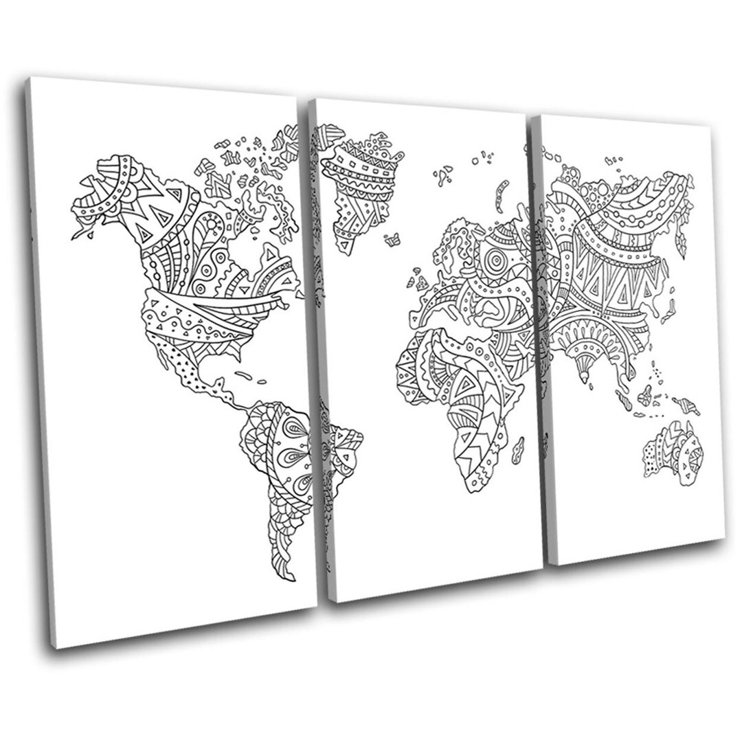 World Art Geometric Atlas Maps Flags TREBLE Canvas Art Print Box Framed ...