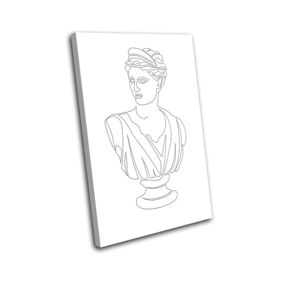 Greek Statue Line Illustration SINGLE Canvas Art Print Box | Etsy