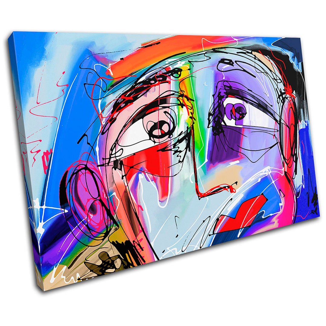 Contemporary Modern Human Face Abstract SINGLE Canvas Art Print Box ...