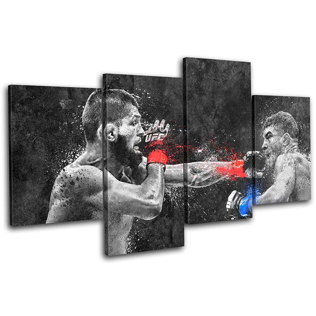 UFC Grunge Khabib Nurmagomedov Sports MULTI Canvas Art Print Box Framed ...