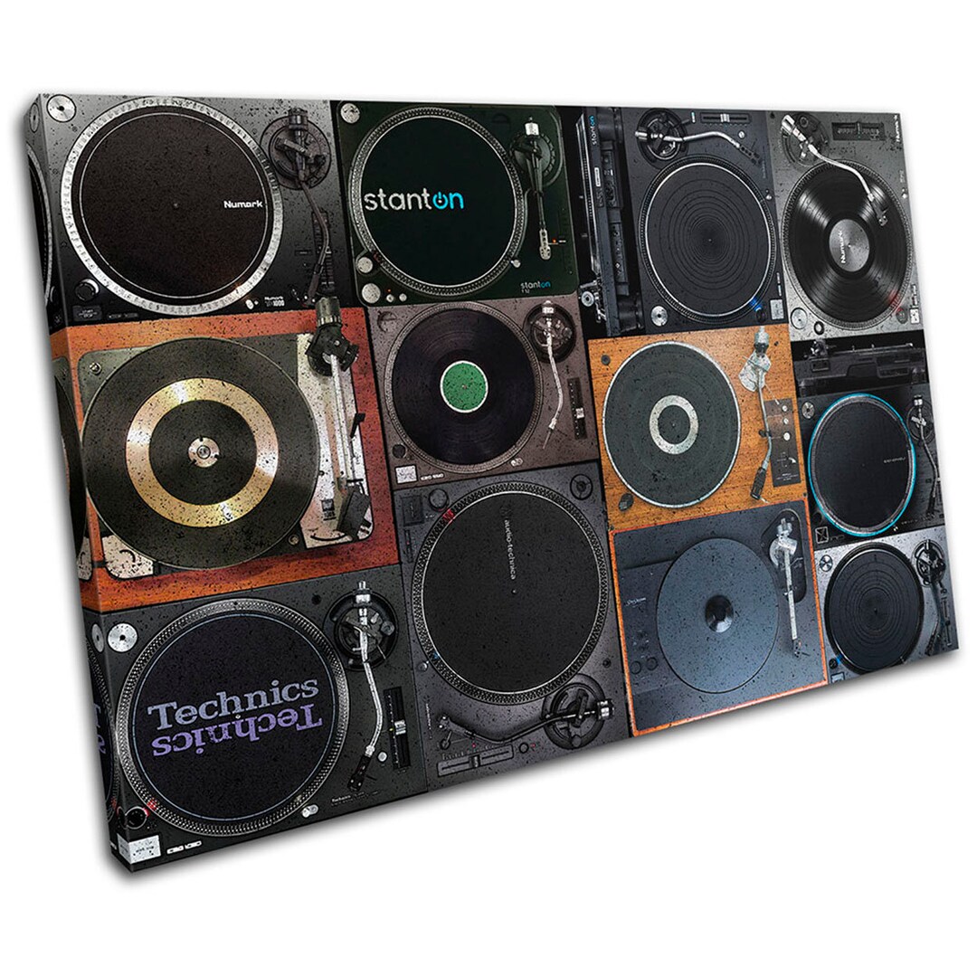 Urban Turntabler DJ Vinyl Deck Musical SINGLE Canvas Art Print Box ...
