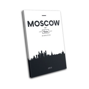Moscow Russia Skyline Typography City SINGLE Canvas Art Print Box ...