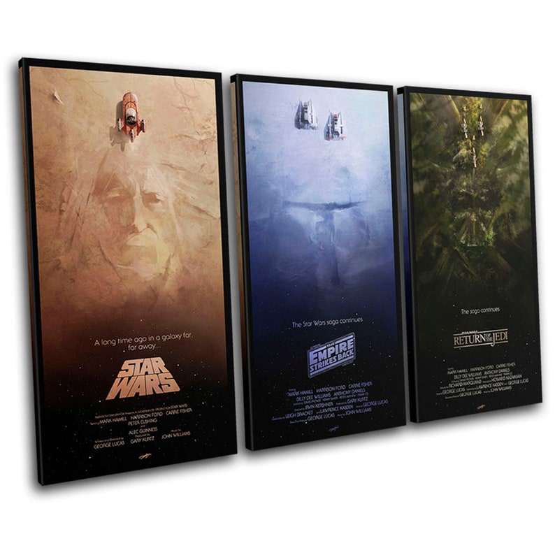 Star Wars Original Trilogy Posters Movie Greats Canvas Art Print Box ...