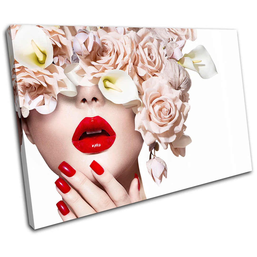 Fashion Female Girl Lips Flower Fashion SINGLE Canvas Art Print Box ...