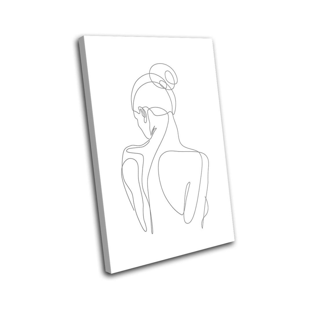Female Form Woman Line Illustration SINGLE Canvas Art Print Box Framed ...