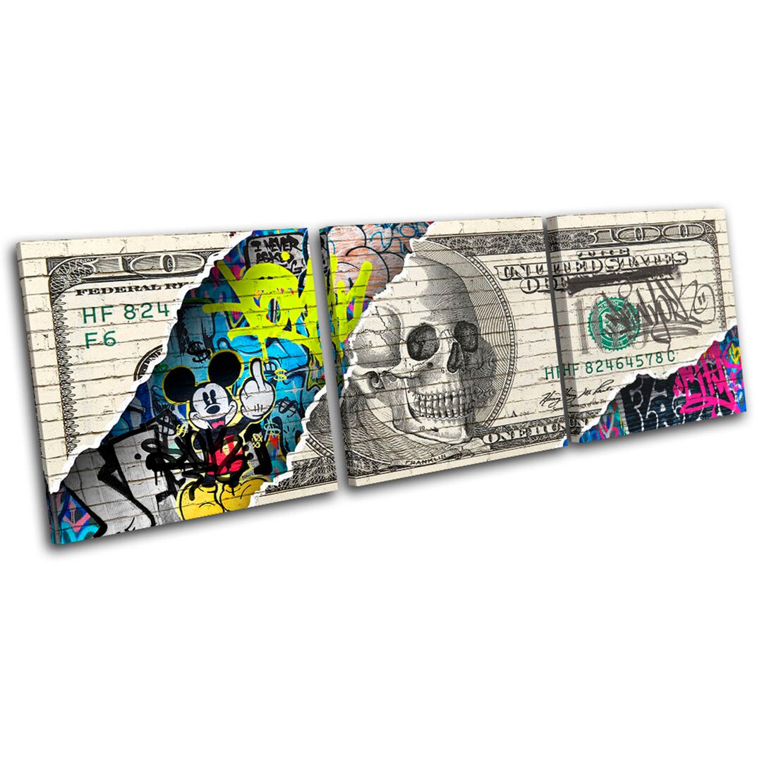 Urban Grunge Money Cash Dollar Graffiti TREBLE Canvas Art Print Box ...