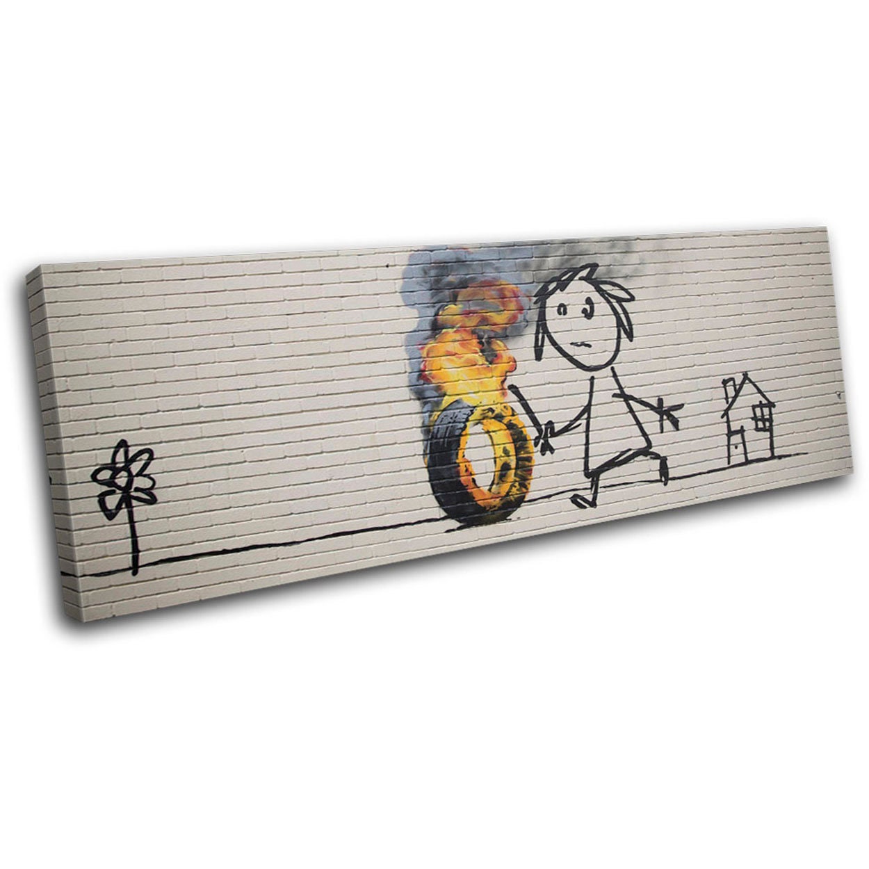 Banksy Graffiti Tire Fire Canvas Art Print, Urban Street Style - Etsy