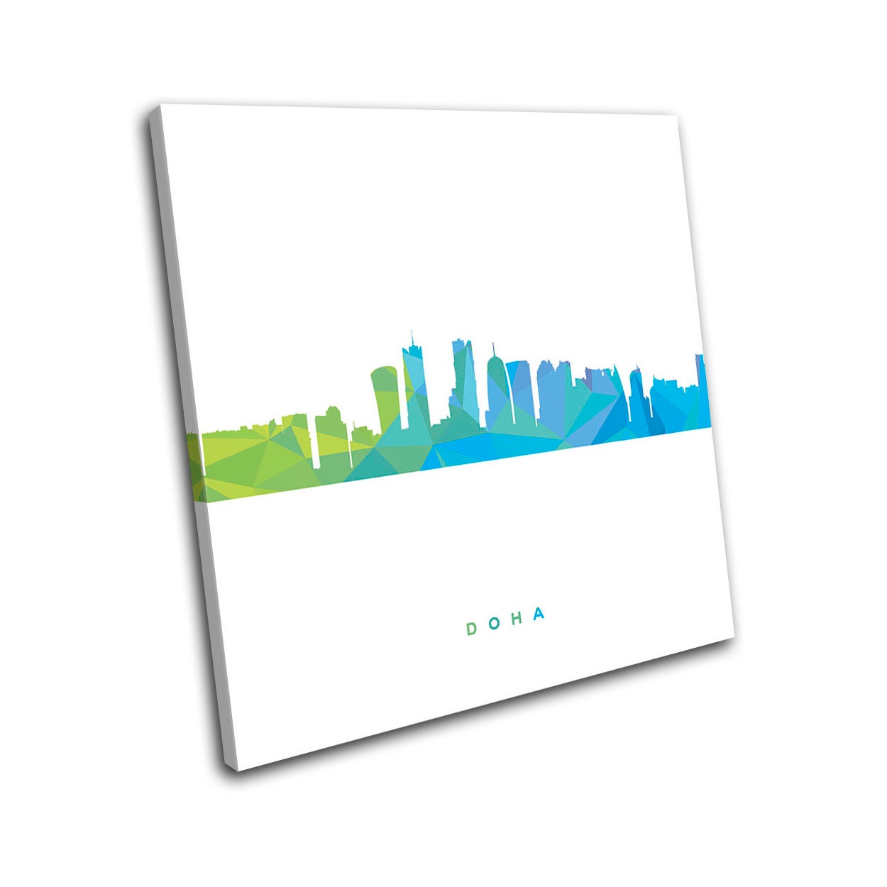 Doha Skyline Geometric Modern City SINGLE Canvas Art Print Box Framed ...