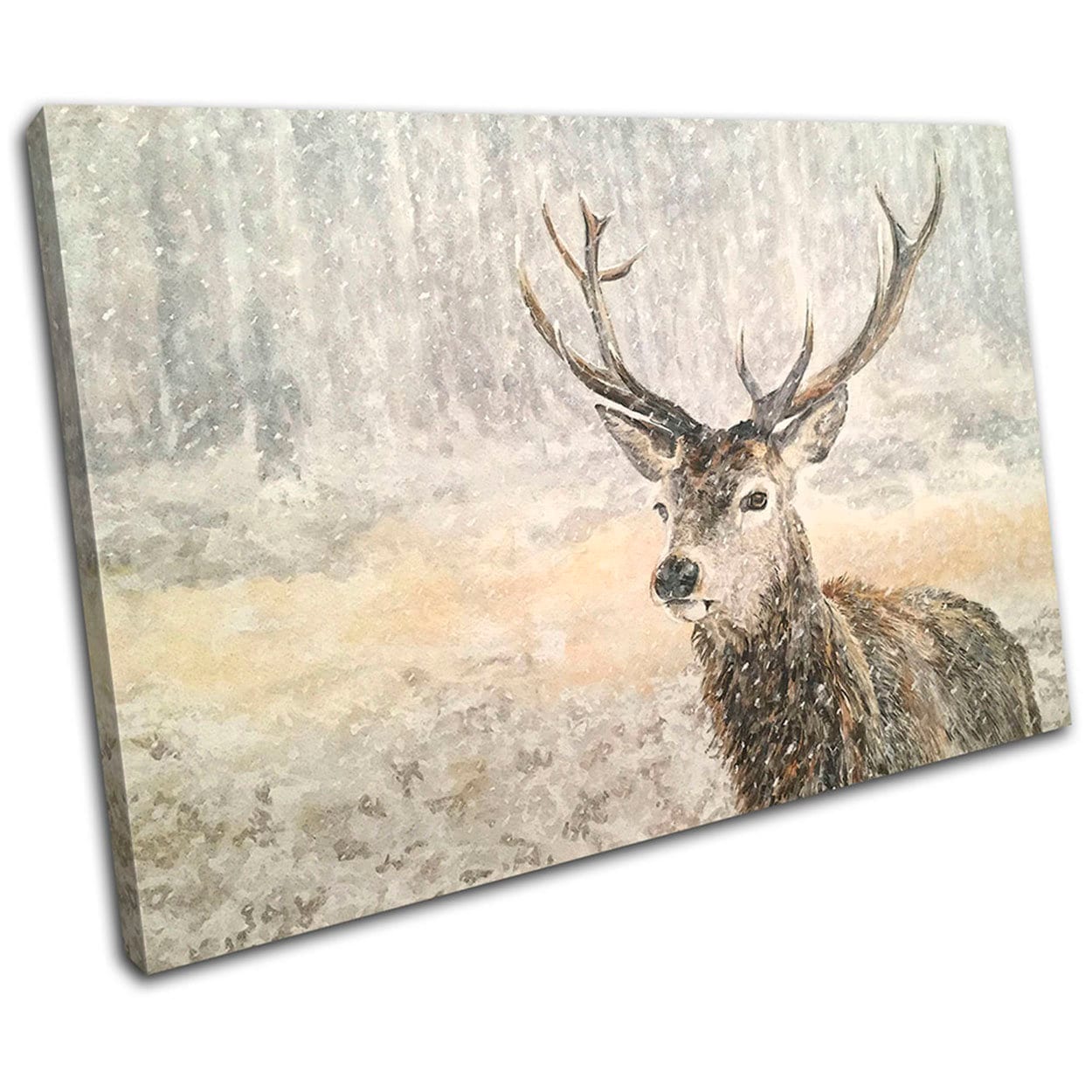 Deer Stag Winter Painting Snow Animals Canvas Art Print Box - Etsy