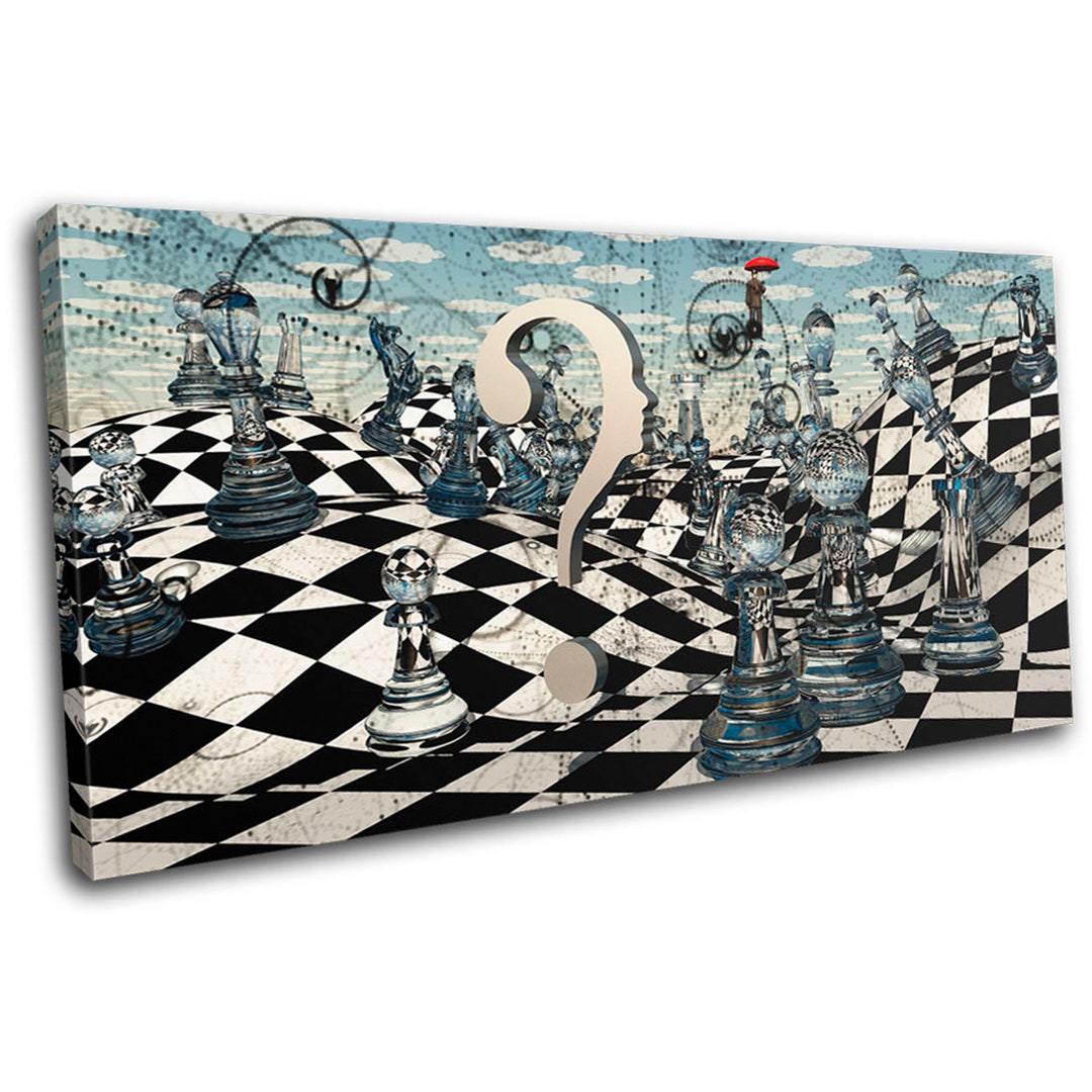 Abstract Chess Board Surrealism Fantasy SINGLE Canvas Art Print Box ...