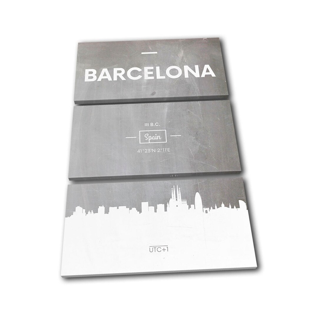 Barcelona Spain Skyline Typography City TREBLE Canvas Art Print Box ...