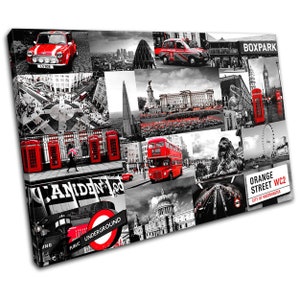London Collage Canvas Art: Red Bus, Mini Cooper, Underground - Etsy