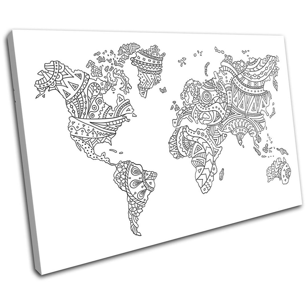 World Art Geometric Atlas Maps Flags SINGLE Canvas Art Print Box Framed ...