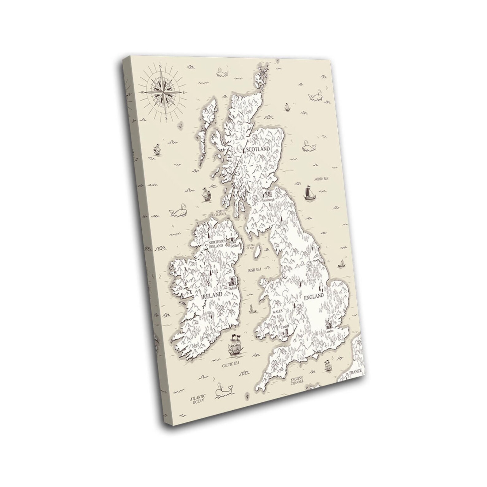 Britain United Kingdom Atlas Maps Flags SINGLE Canvas Art - Etsy
