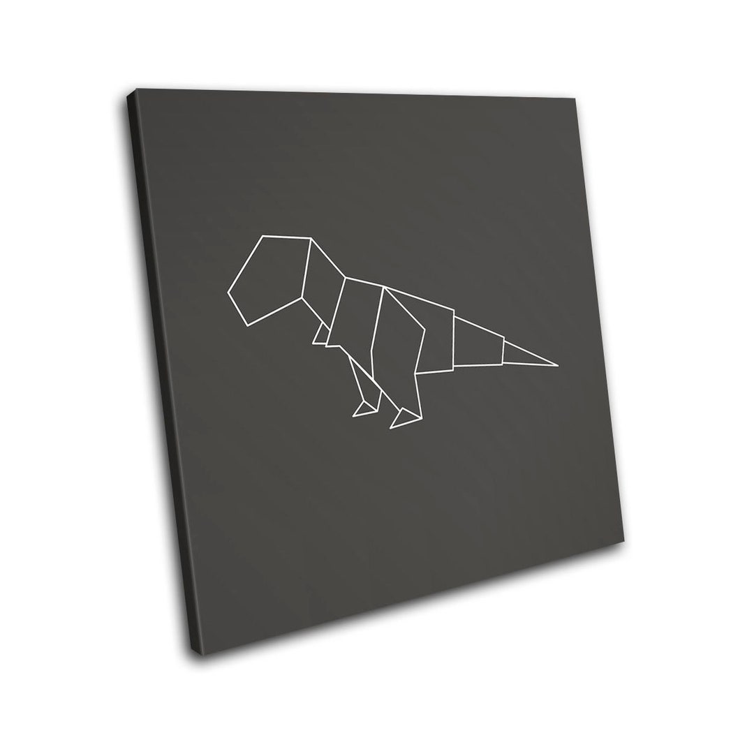 Geometric T-rex Dinosaur for Kids Room SINGLE Canvas Art Print Box ...
