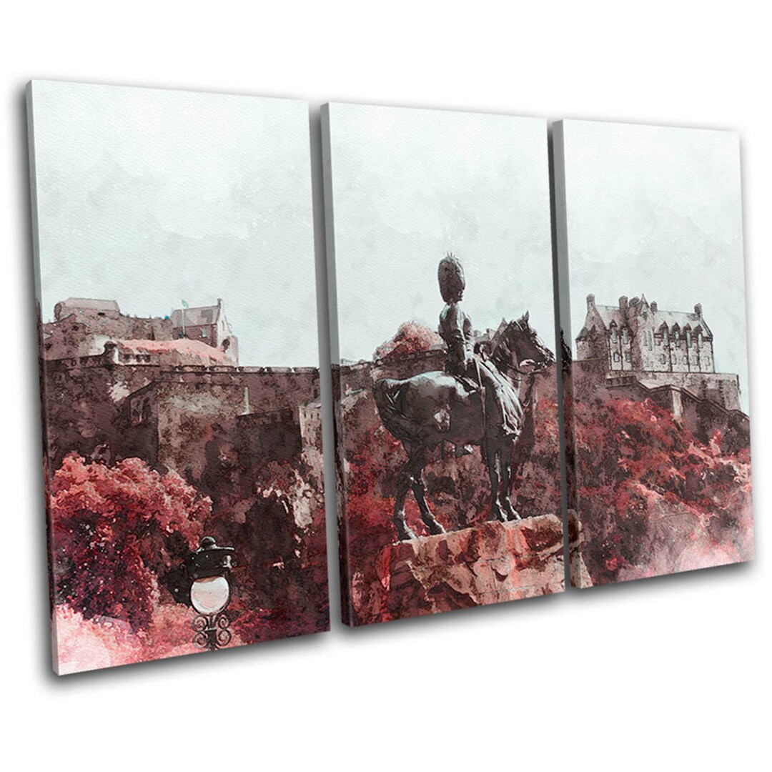 Edinburgh Castle Scotland Landmarks TREBLE Canvas Art Print Box Framed ...