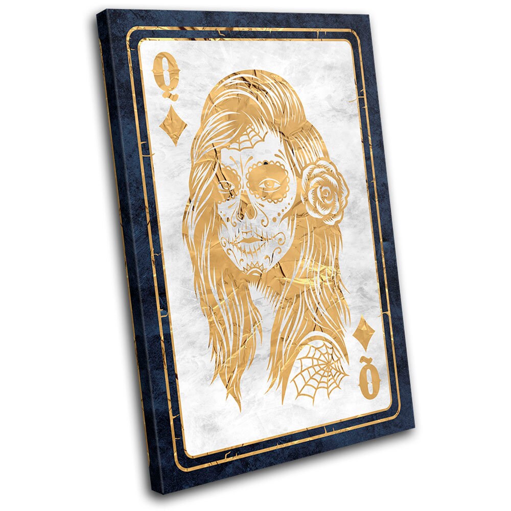 Poker Card Skull Queen Diamonds Gaming SINGLE Canvas Art Print | Etsy